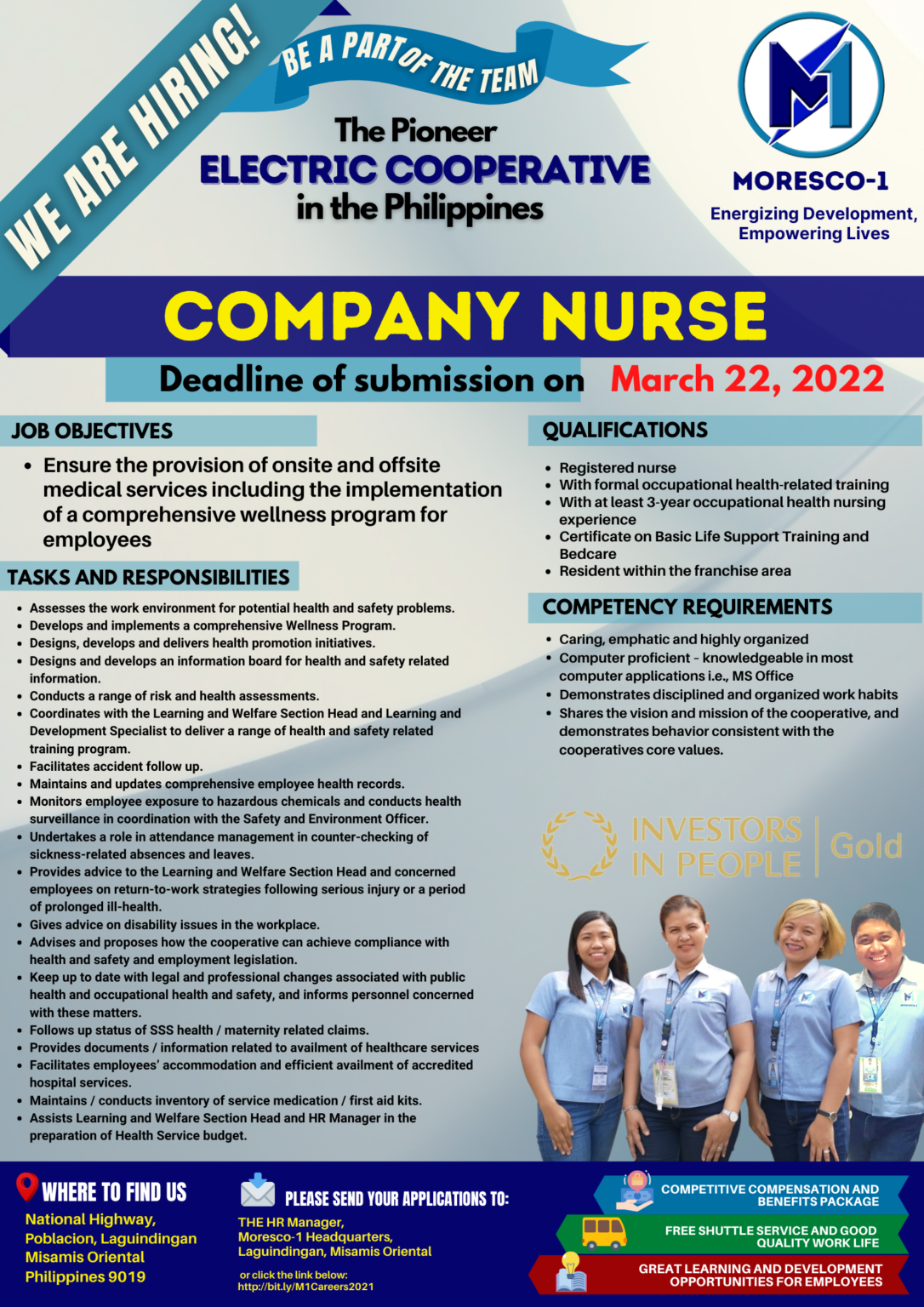 We are Hiring! COMPANY NURSE Deadline of Submission: MARCH 22, 2022 ...