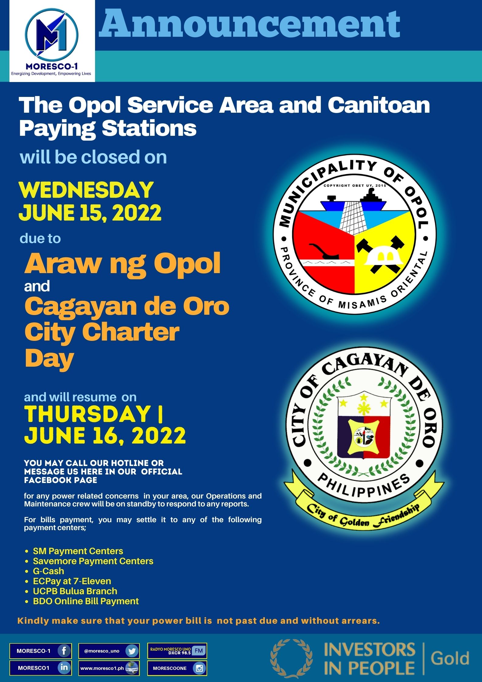 NO OFFICE ADVISORY FOR JUNE 15, 2022 for OPOL SERVICE AREA | CANITOAN ...