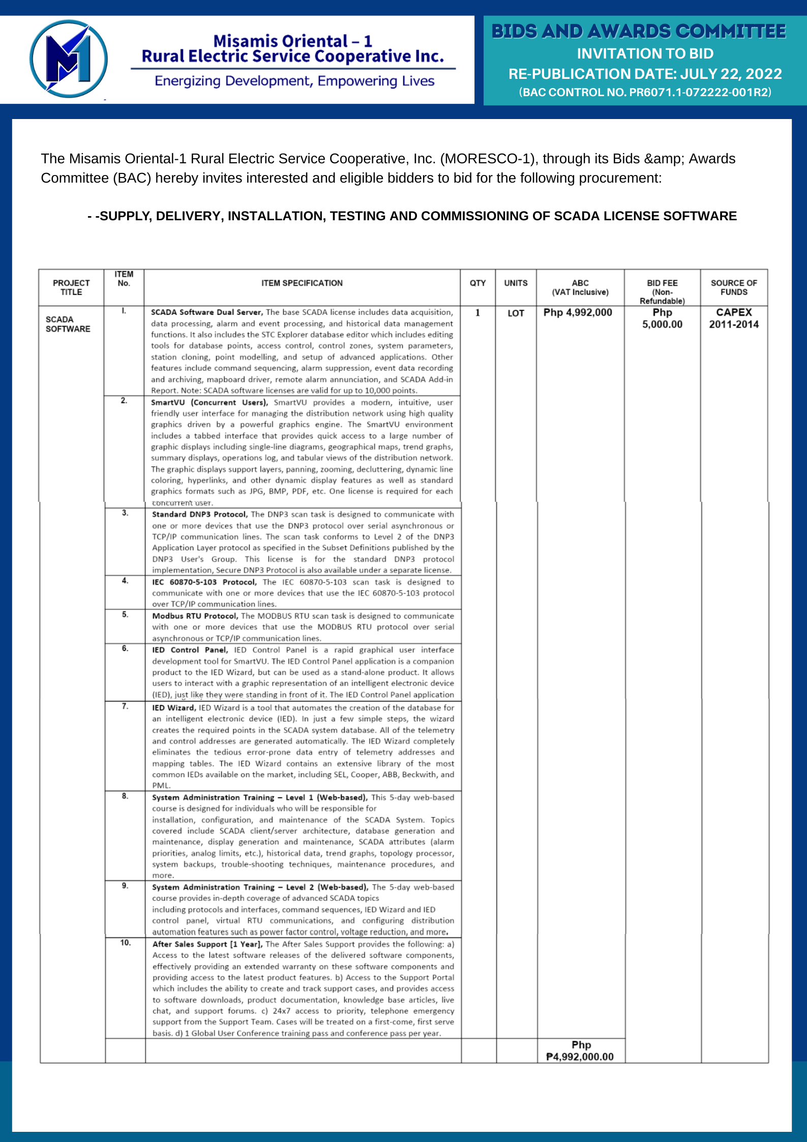 INVITATION TO BID – SUPPLY, DELIVERY, INSTALLATION, TESTING AND ...