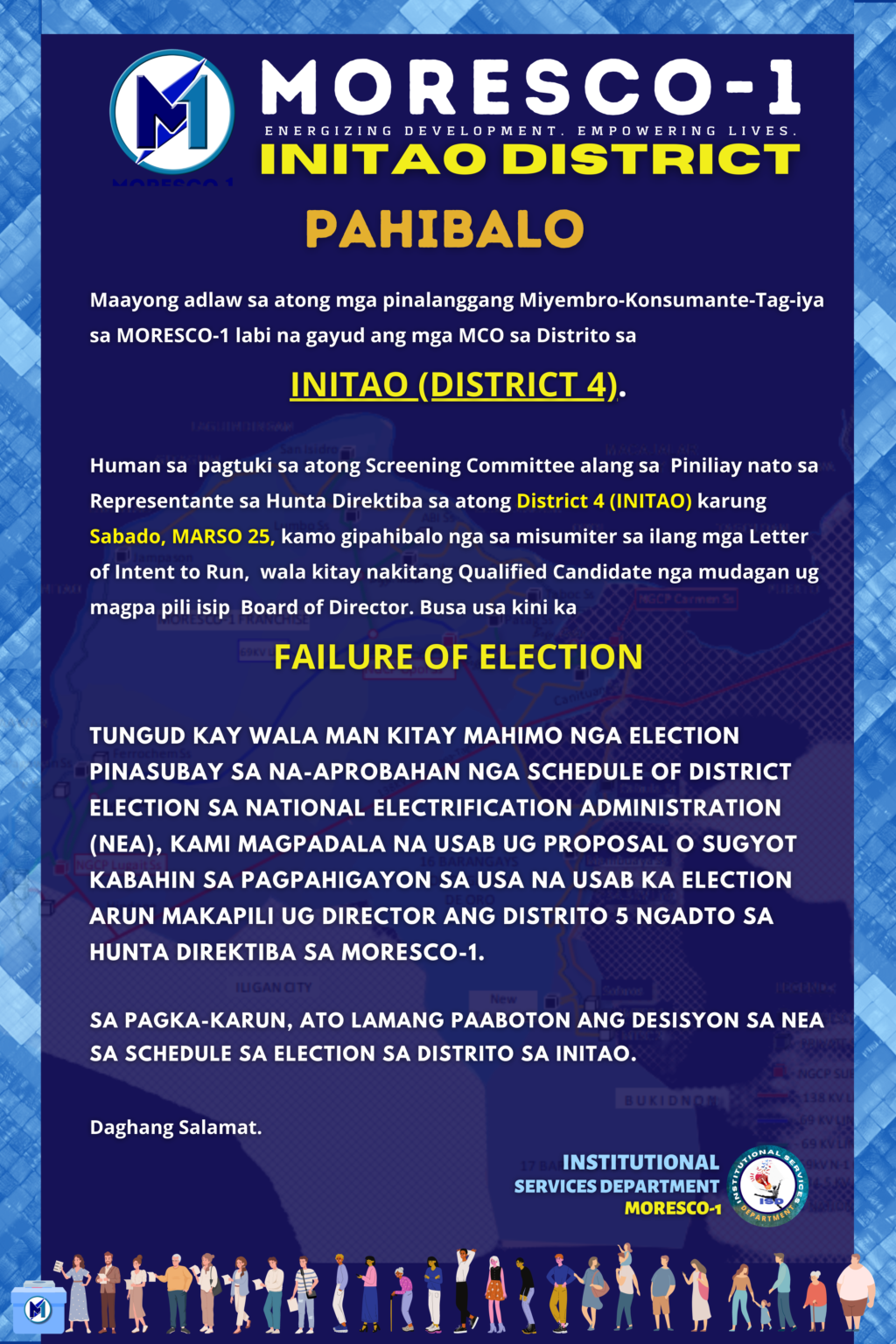 ADVISORY ON FAILURE OF ELECTION (INITAO DISTRICT) – MORESCO-1