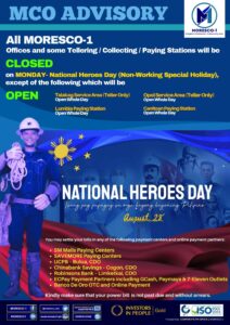 NATIONAL HEROES DAY (Monday August 28) ADVISORY – MORESCO-1