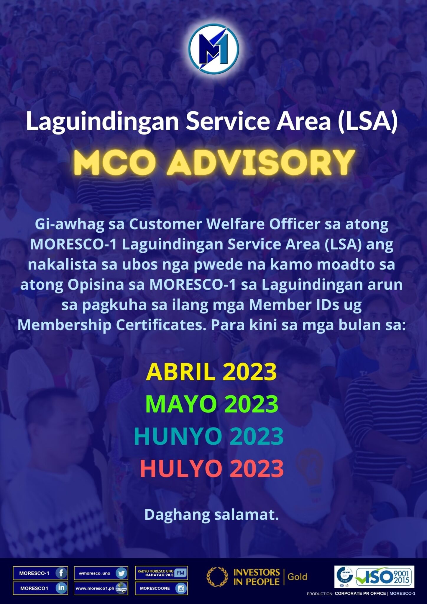 LAGUINDINGAN SERVICE AREA- MCO ADVISORY ON MEMBER IDs and CERTIFICATES ...