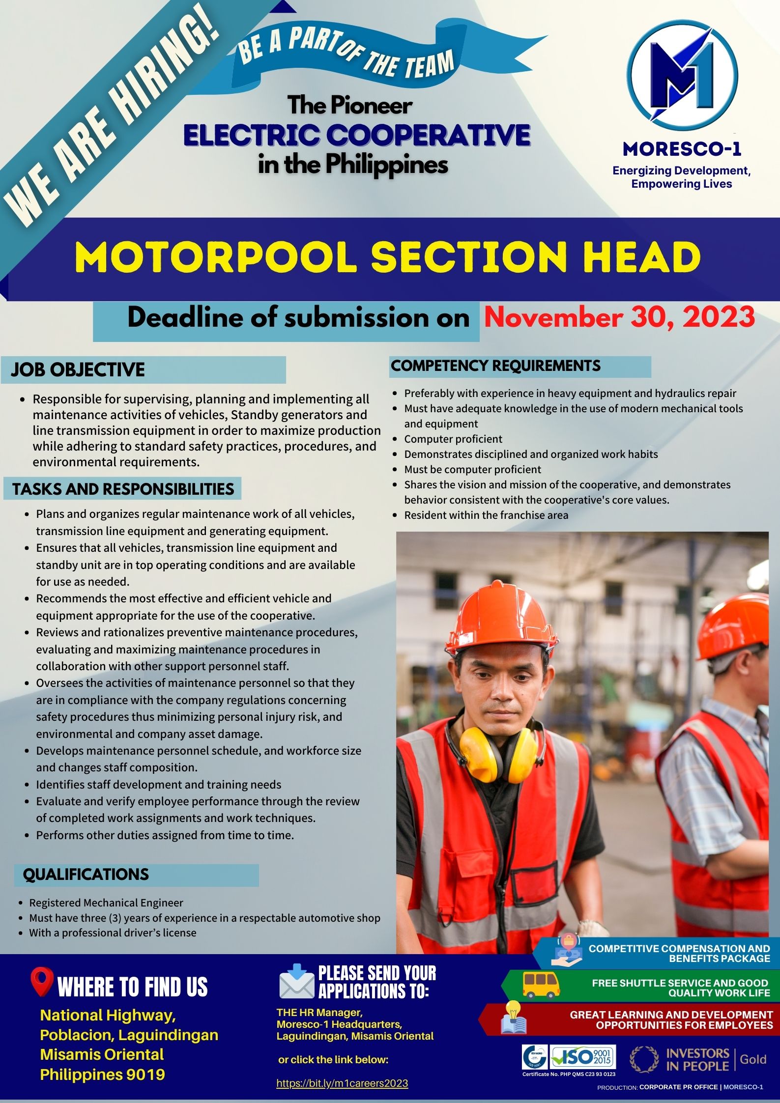 We are Hiring! – MOTORPOOL SECTION HEAD – MORESCO-1