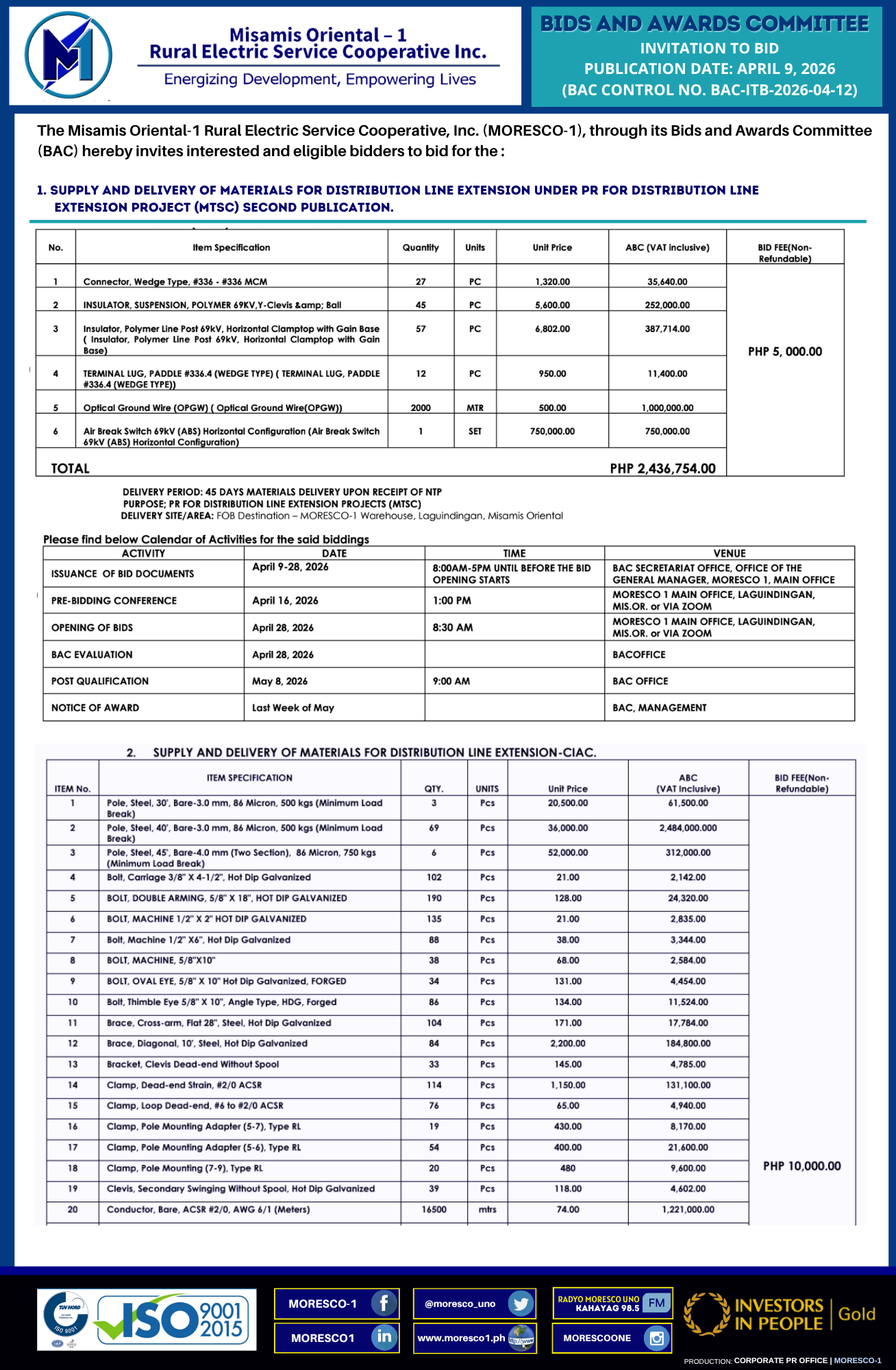 PUBLIC ADVISORY | NOTICE TO BID | BAC CONTROL NO.: BAC-ITB-2026-04-12 ...